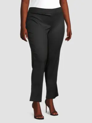 Ming Wang Boot-cut Cotton-blend Pants - Black
