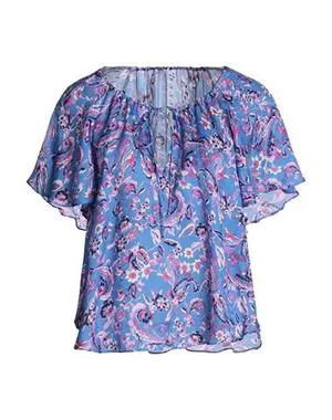 Isabel Marant Étoile ISABEL MARANT Floral Print Viscose & Silk Blend Top Blue