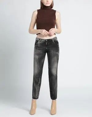 Dsquared2 Faded Denim Boyfriend Jeans - Black