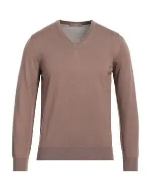 CRUCIANI Solid Wool V-neck Sweater - Beige