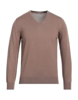 CRUCIANI Solid Wool V-neck Sweater - Beige