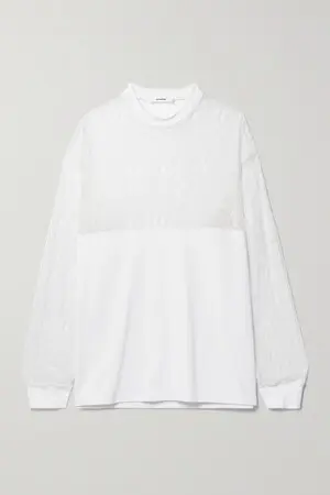 INTERIOR The Bobbi Cotton-jersey And Lace Top