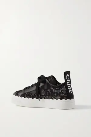 Chloé Lauren Lace And Leather Sneakers - Black
