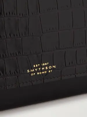 Smythson Marshall Croc-effect Leather Travel Wallet - Black