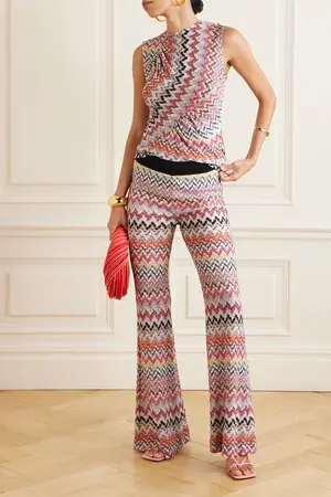 Missoni Metallic Crochet-knit Flared Pants
