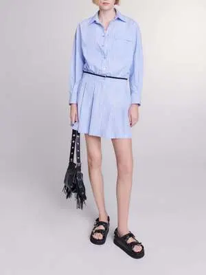 Maje Striped Short Shirt Dress - Blue