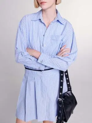 Maje Striped Shirt Dress With Embellished Buttons