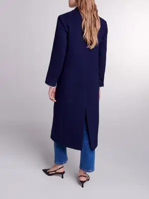 Maje Double-breasted Wool Blend Long Coat