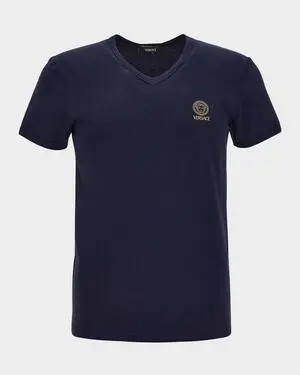 Versace Apos;s Logo V-neck T-shirt - Blue