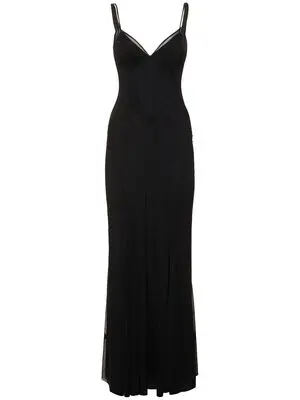Dolce & Gabbana DOLCE & GABBANA Stretch Tulle Long Dress - Black