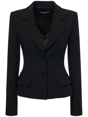 Dolce & Gabbana DOLCE & GABBANA Stretch Wool Blend Blazer - Black