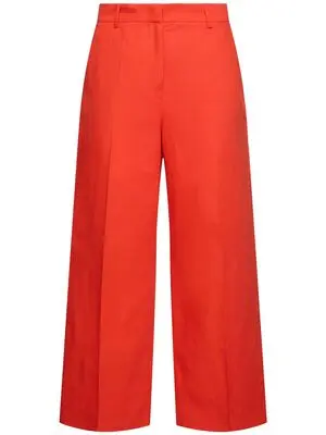 Max Mara WEEKEND MAX MARA Zircone Cotton & Linen Canvas Wide Leg Trousers - Red