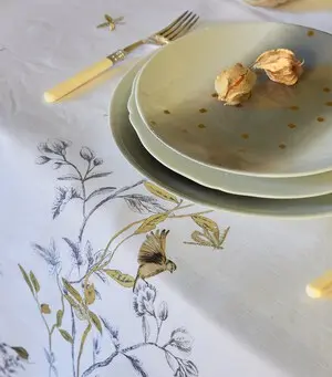 ALEXANDRE TURPAULT Linen Botanical Tablecloth