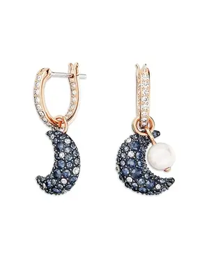 SWAROVSKI Sublima Pave Crescent Drop Earrings - Blue/rose Gold