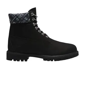 Timberland 6-inch Premium Boots With Logo Print Collar - Black