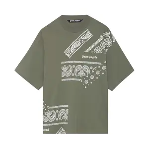 Palm Angels Bandana Print Tee 'military/light Grey