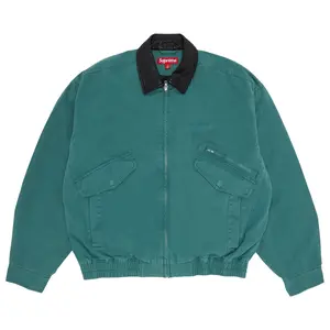 Supreme Leather Collar Utility Jacket - Green