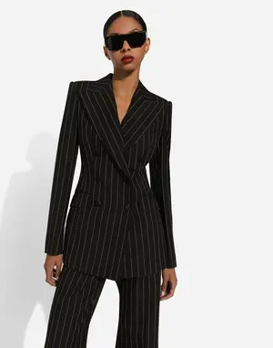 Dolce & Gabbana Double-breasted Pinstripe Wool Turlington Jacket - Multicolor