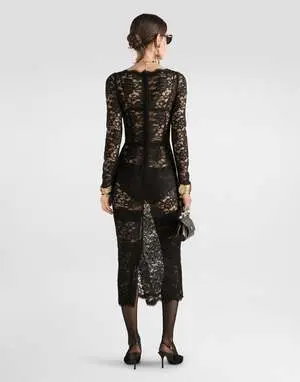 Dolce & Gabbana Floral Lace Midi Dress