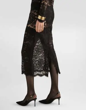 Dolce & Gabbana Floral Lace Midi Dress