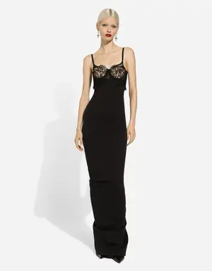 Dolce & Gabbana Long Milano Rib Dress With Corset