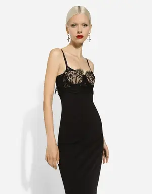 Dolce & Gabbana Long Milano Rib Dress With Corset