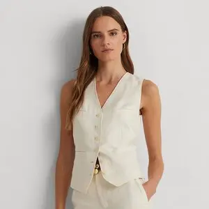 Ralph Lauren Linen-Blend Twill Vest Mascarpone Cream