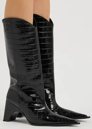 Coperni Croco Bridge 85 Leather Mid-calf Cowboy Boots