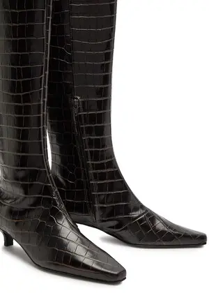 TOTEME Leather Knee-high Boots With Crocodile Effect