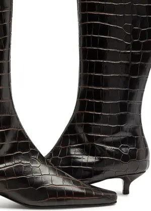 TOTEME Leather Knee-high Boots With Crocodile Effect
