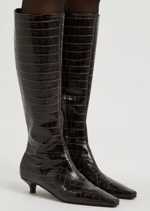 TOTEME Leather Knee-high Boots With Crocodile Effect