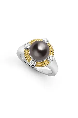 Lagos Luna Tahitian Pearl Diamond Ring - Black