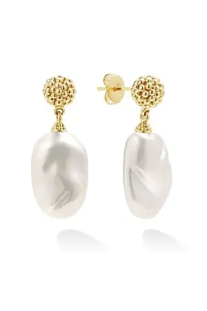 Lagos Luna Baroque Pearl Drop Earrings - Gold