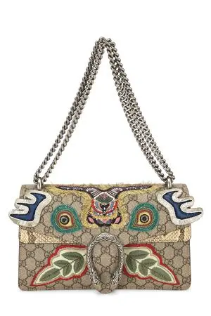 Gucci Embroidered Dionysus Shoulder Bag - Brown