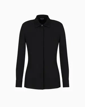 Giorgio Armani Classic Shirt In Organic Silk - Black