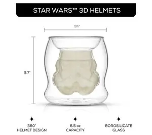 JOYJOLT Star Wars Stormtrooper 3d Double Wall Coffee Gl Ass 6.5 Oz