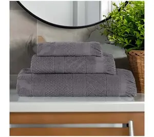 SUPERIOR Rolla Cotton Geometric Jacquard 3 Piec E Towel Set - One-color