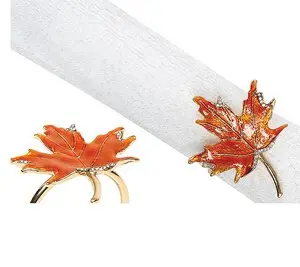 VALERIE PARR HILL Maple Leaf Set Of 4 Napkin Rings Valerie - One-color