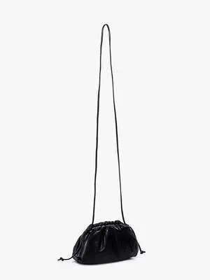 Bottega Veneta Gathered Mini Pouch With Leather Shoulder Strap - Black