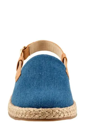 Trotters Paisley Slingback Espadrille Flat - Blue Jean Textile