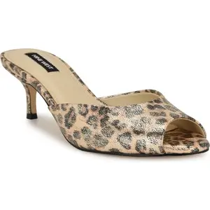 Nine West Luvlie Kitten Heel Slide Sandal - Gold