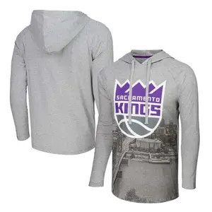 STADIUM ESSENTIALS Sacramento Kings Atrium Raglan Long Sleeve Hoodie T-shirt - Heather Gray