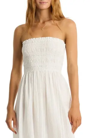 SEA LEVEL Heatwave Strapless Cotton Cover-up Dress