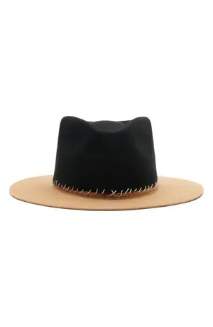 MODERN MONARCHIE Color Block Fedora - Black/ Camel