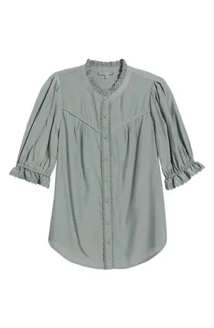 Wit & Wisdom Eyelet Accent Blouse - Deep Seagrass