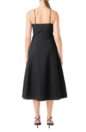 Endless Rose Cotton & Linen Blend Midi Dress
