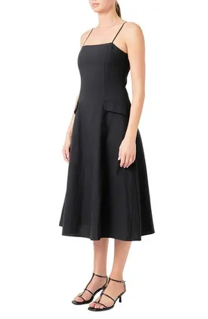 Endless Rose Cotton & Linen Blend Midi Dress