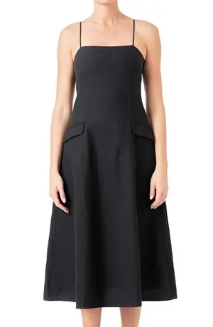 Endless Rose Cotton & Linen Blend Midi Dress