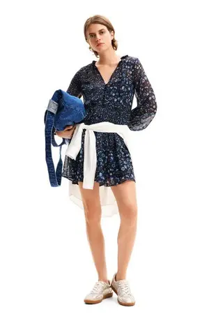 Desigual Short Floral Chiffon Dress