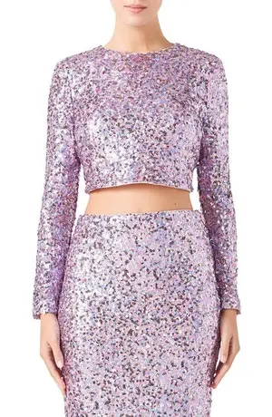 Endless Rose Sequin Crop Top With Open Back - Amethyst